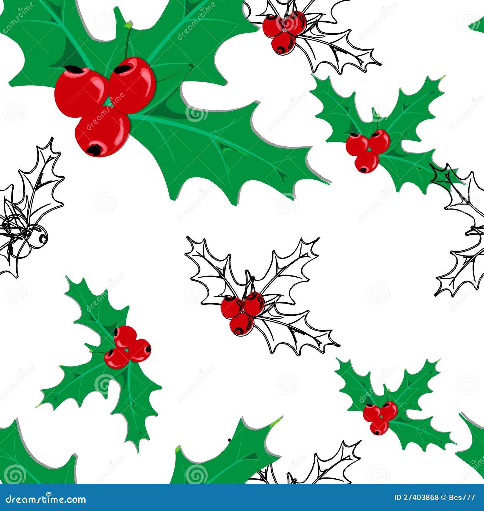 Holly pattern stock vector. Illustration of black, holiday - 27403868