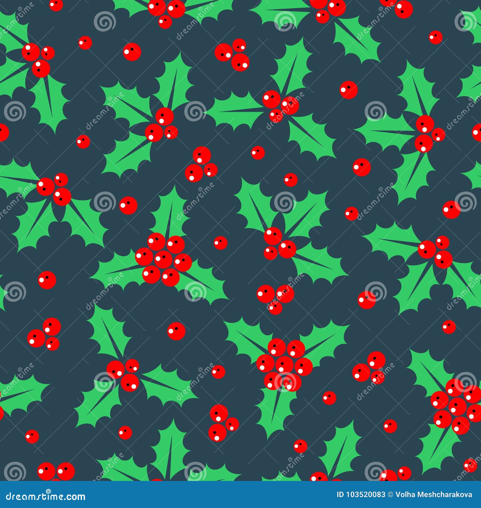 Holly Pattern, Christmas Pattern. Vector Stock Illustration ...
