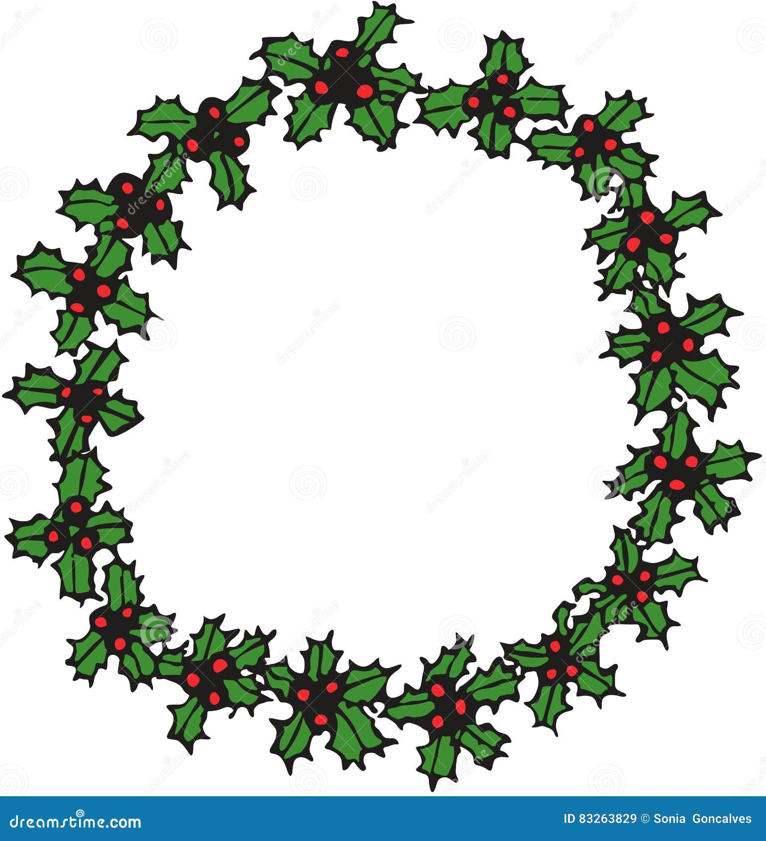Holly round frame stock vector. Illustration of cartoon - 83263829