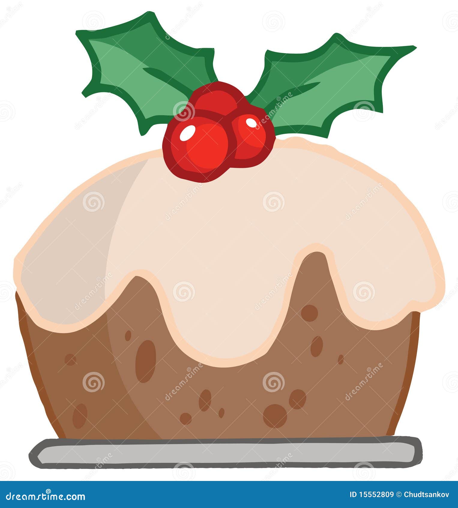 Holly Topped Christmas Pudding Stock Vector - Illustration of cartoon ...