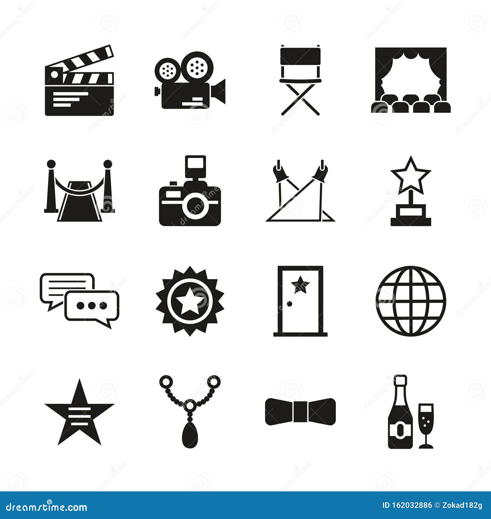 Hollywood Icons Black & White Set Stock Vector - Illustration of ...