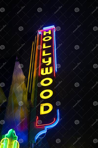 Hollywood neon sign stock image. Image of movies, celebrity - 28030417