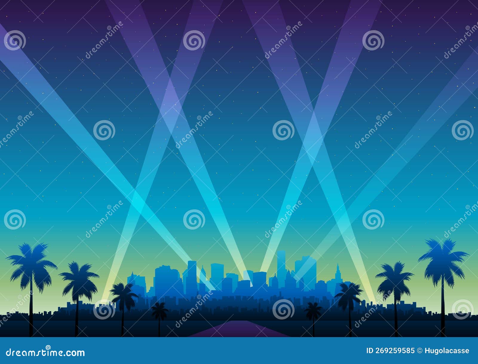 Hollywood Panoramic Cityscape Background Stock Vector - Illustration of ...