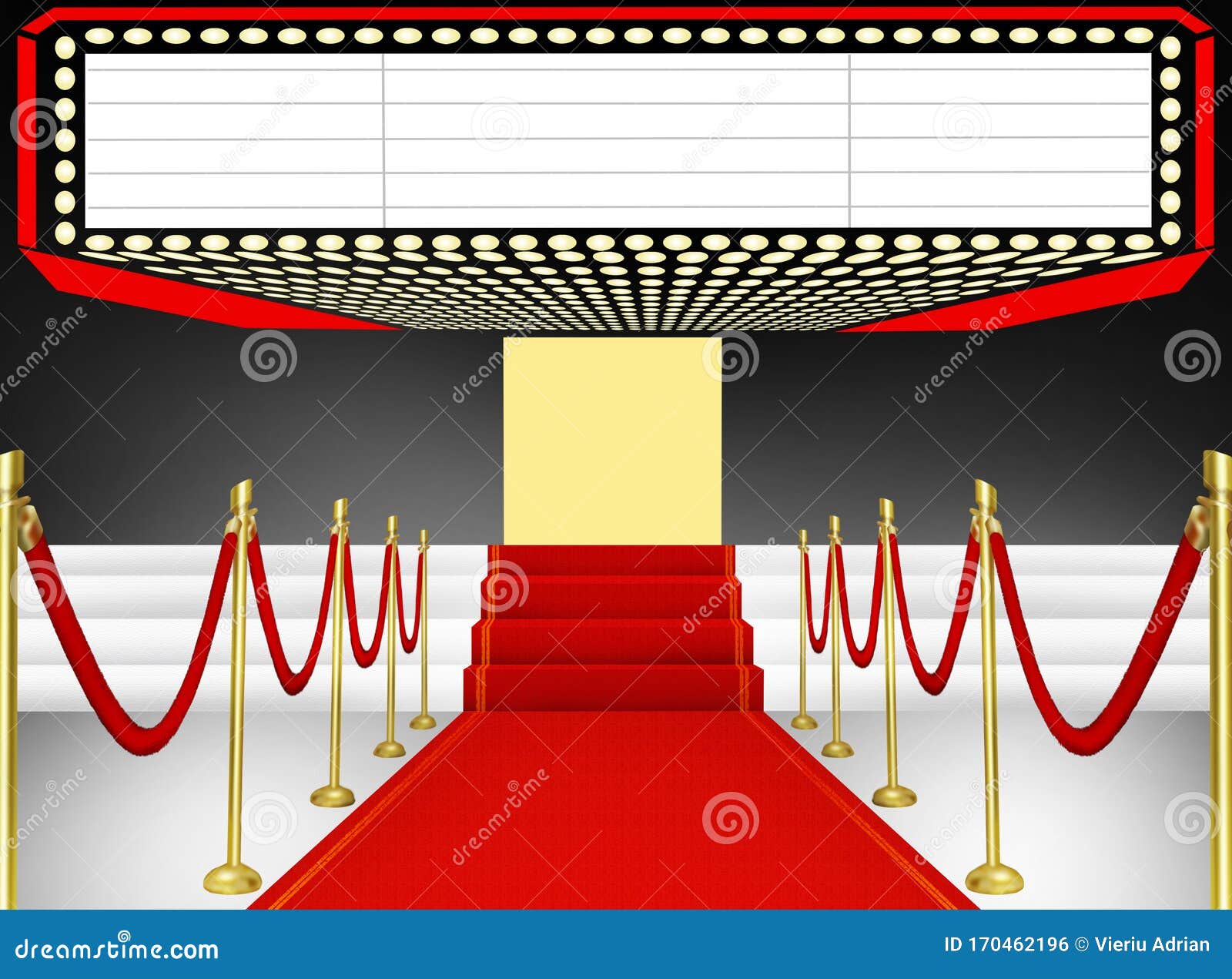 Hollywood Red Carpet ,3D Illustration Space for Text Stock Illustration ...