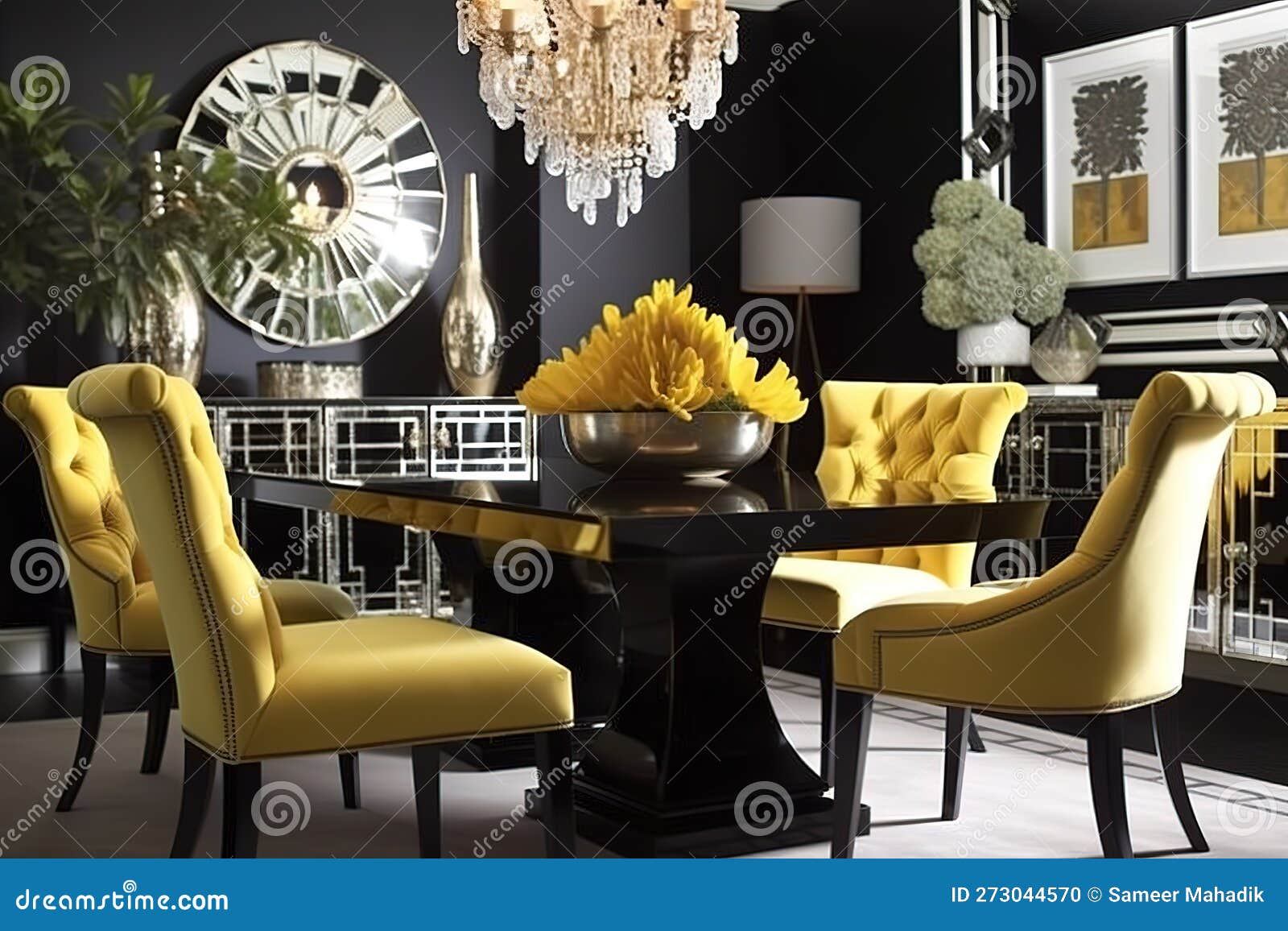 Hollywood Regency Interior Design Of Luxury Living Room With Leather ...