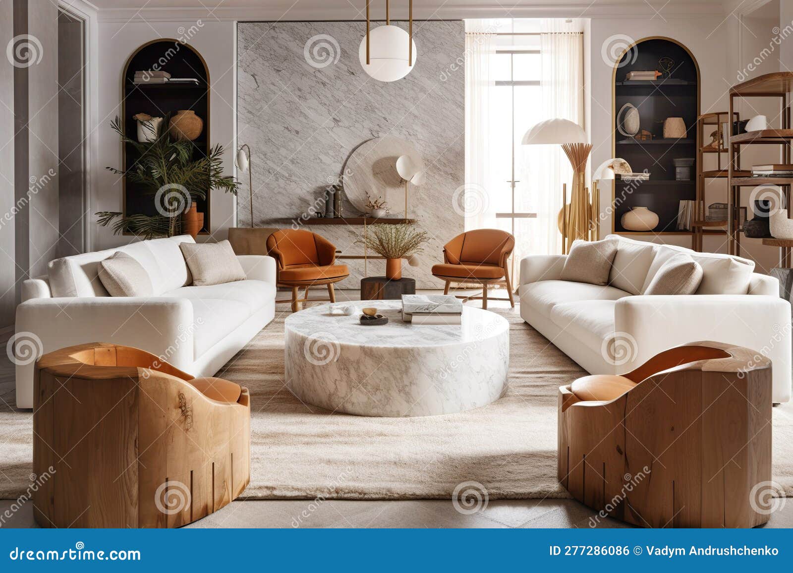 Hollywood Regency Interior Design Of Luxury Living Room With Leather ...