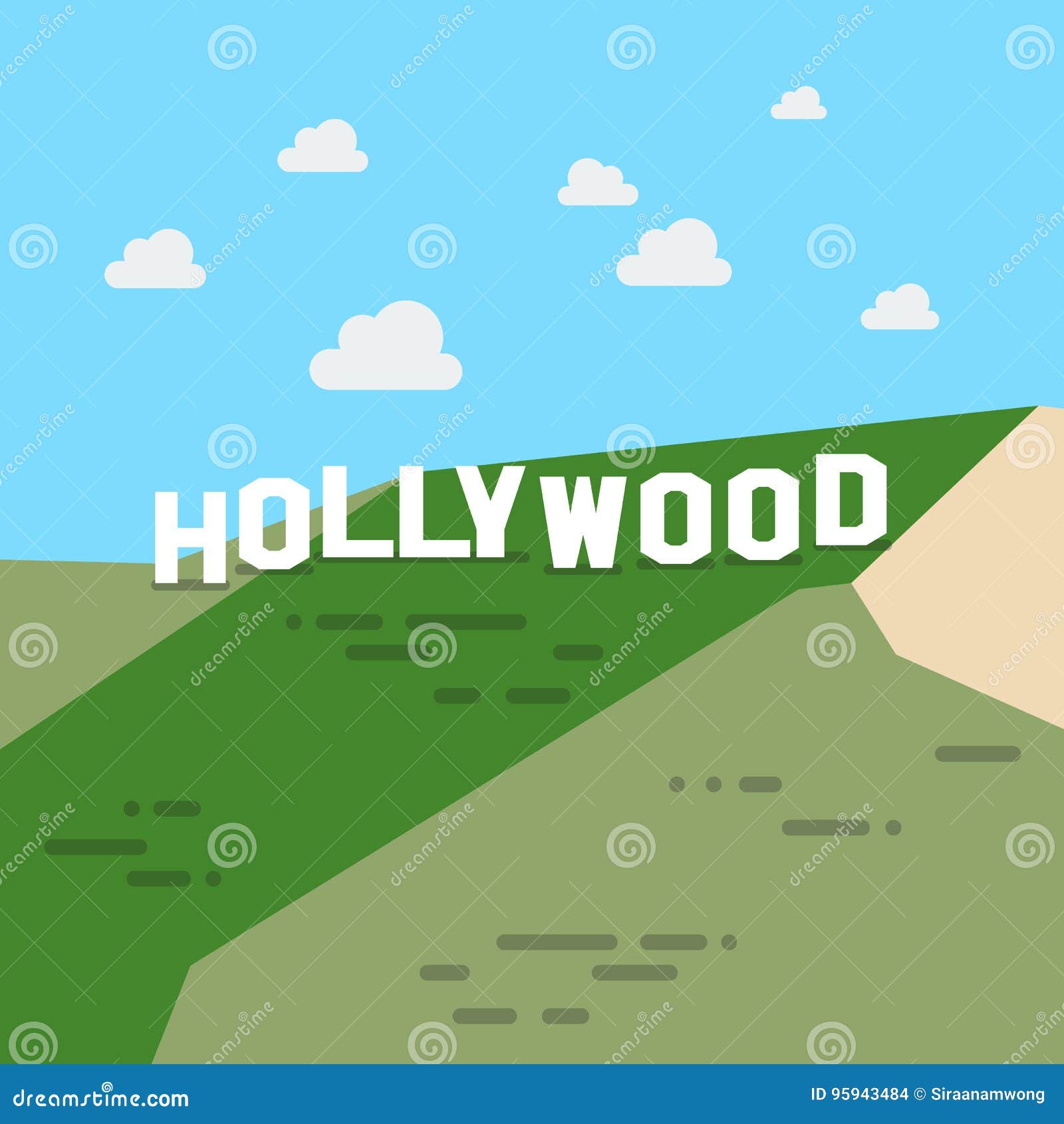 Hollywood Sign Vector Illustration Sketch Doodle Hand Drawn With Black ...