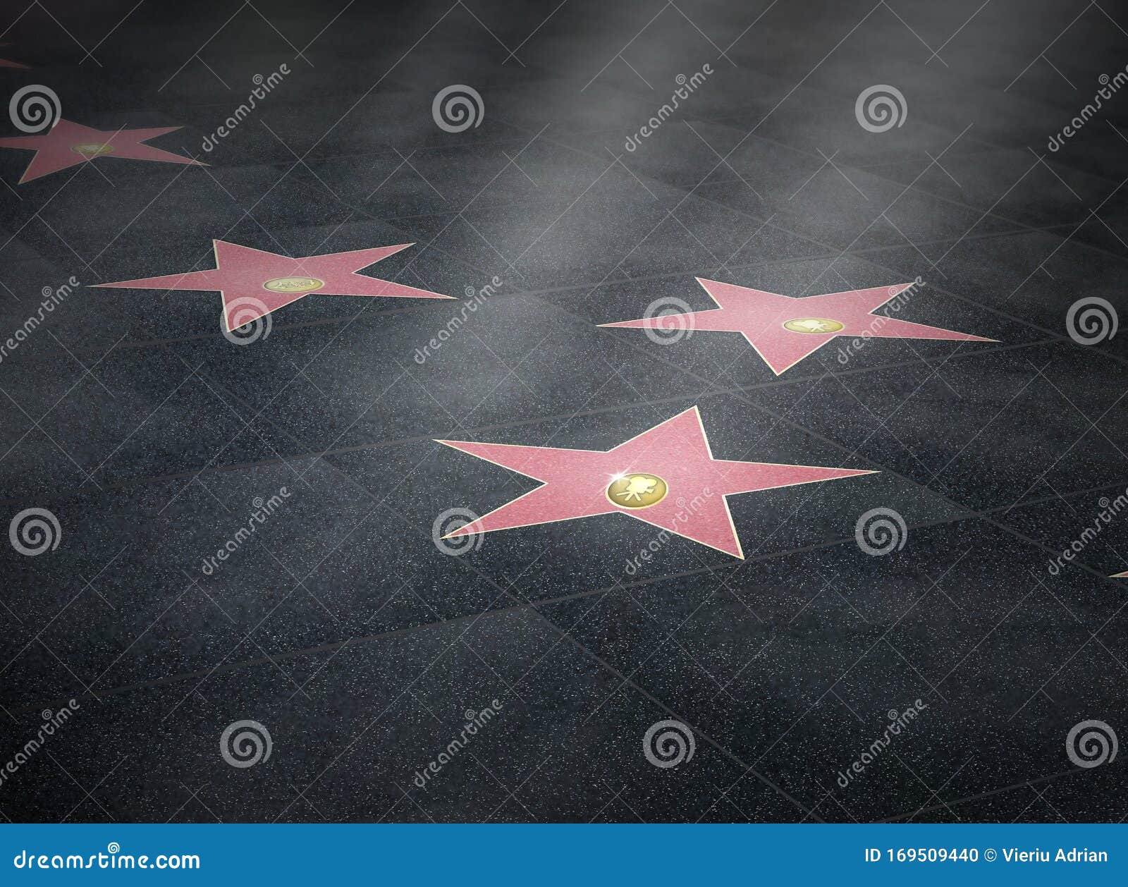 Hollywood Star On Celebrity Fame Of Walk Boulevard. Vector Symbol Star ...