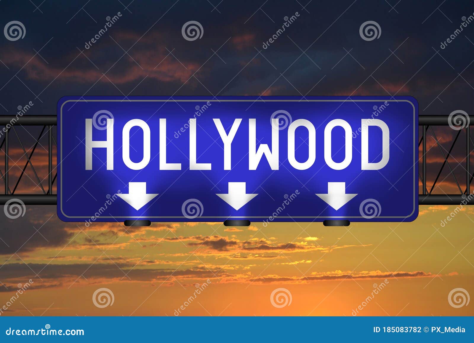 Hollywood - Highway Board, Sky Stock Photo - Image of highway, signpost ...