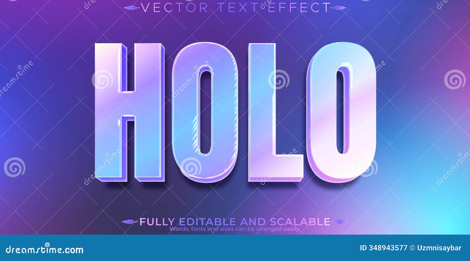 Holo Text Effect, Editable Shiny and Glowing Text Style Stock Vector ...
