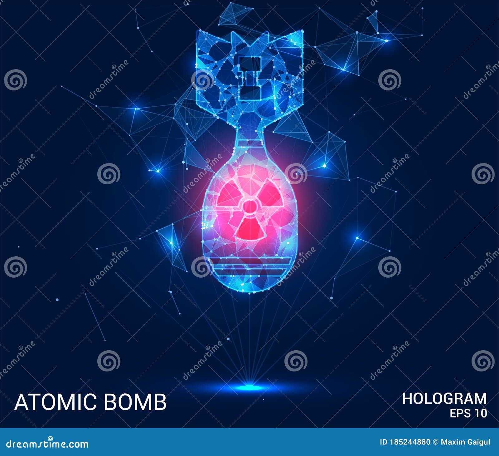 Hologram of an Atomic Bomb. an Atomic Bomb Made of Polygons, Triangles ...