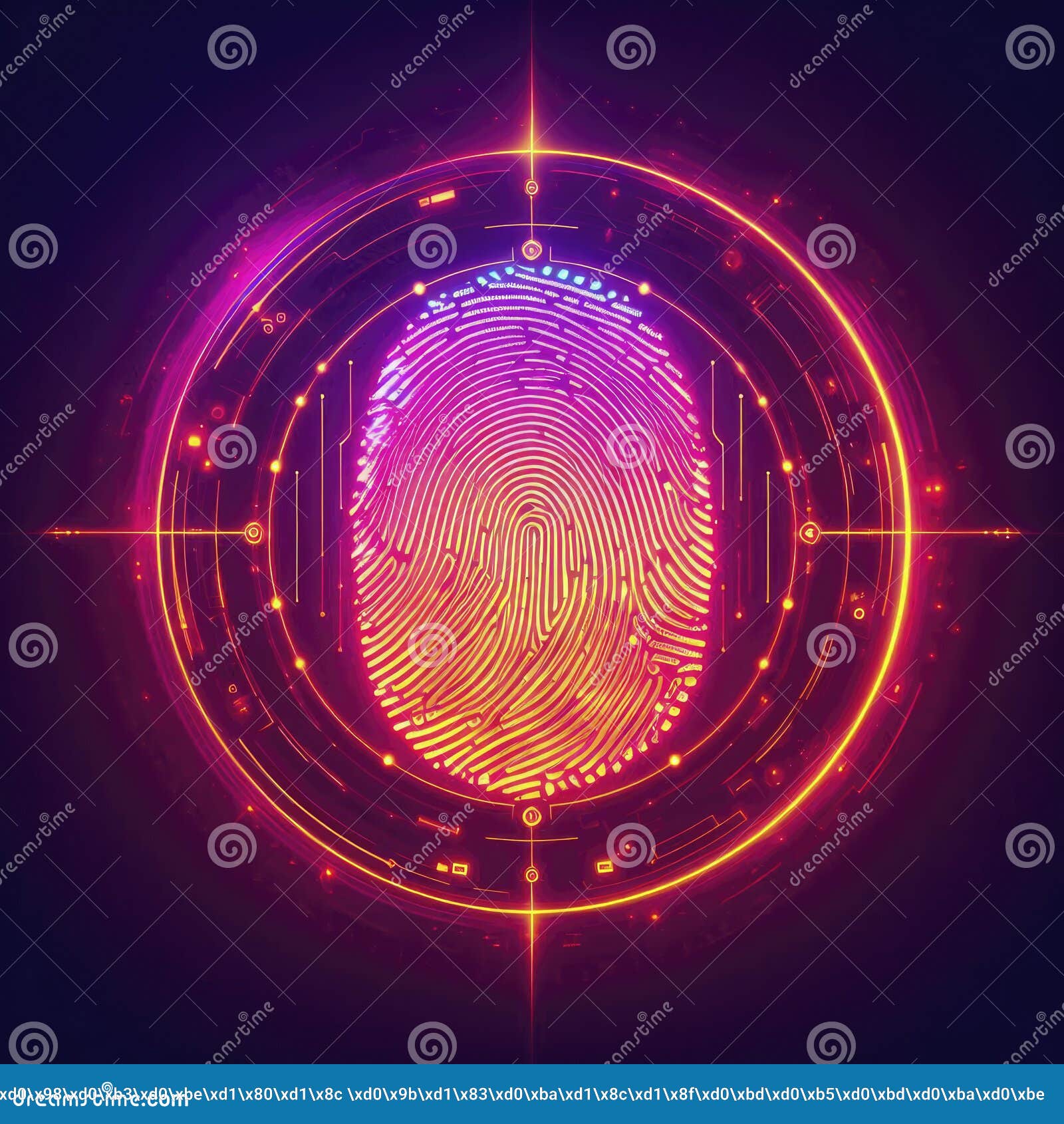 Hologram Biometric Data Fingerprint. Ai Generative Stock Image - Image ...