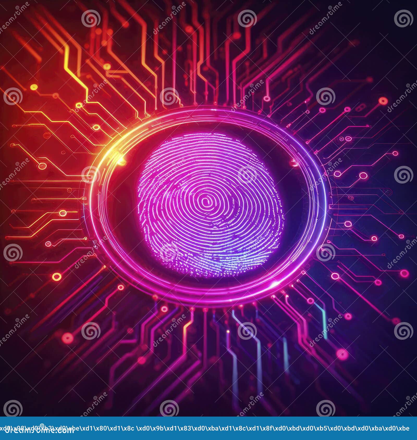 Hologram Biometric Data Fingerprint. Ai Generative Stock Image - Image ...