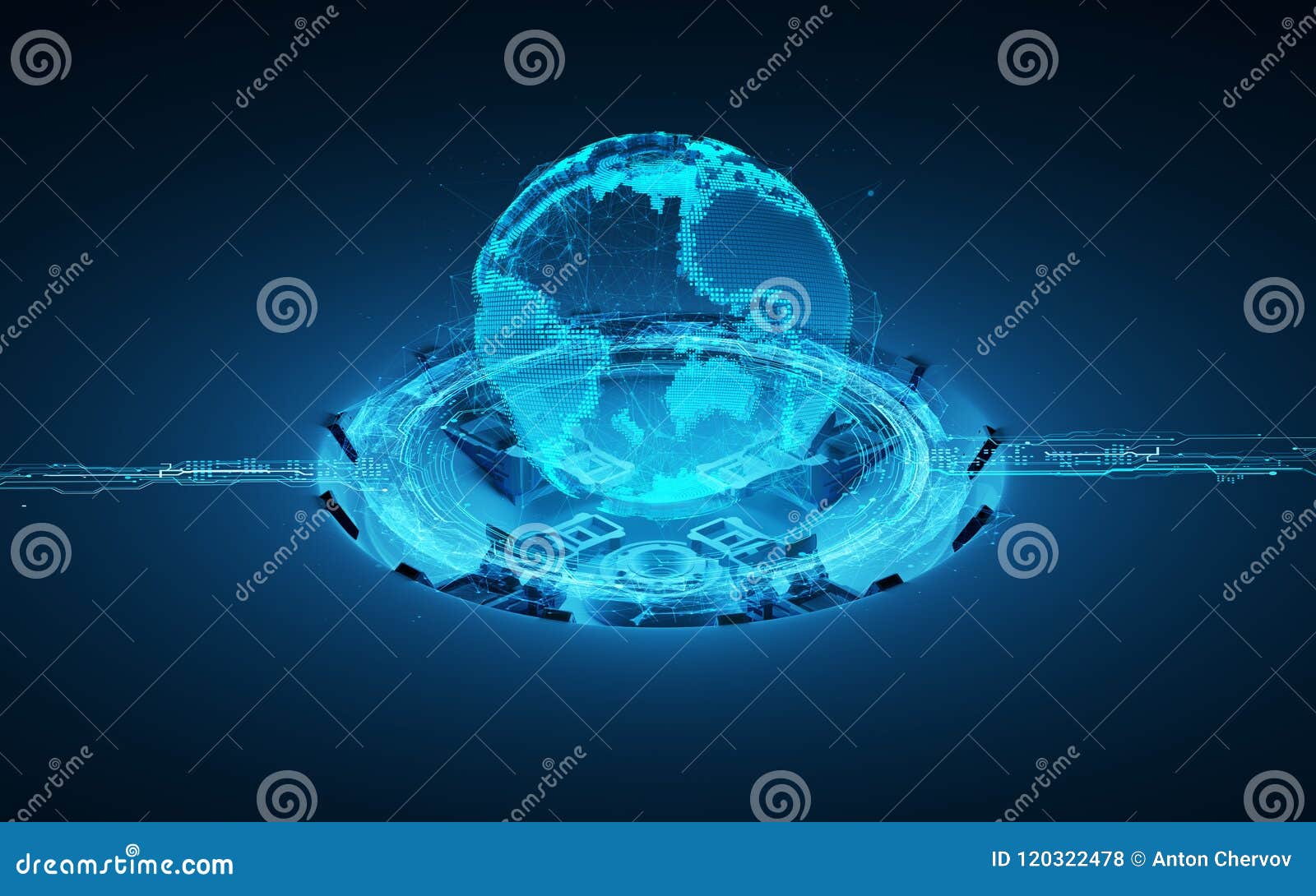 Hologram 3d planet earth stock illustration. Illustration of render ...