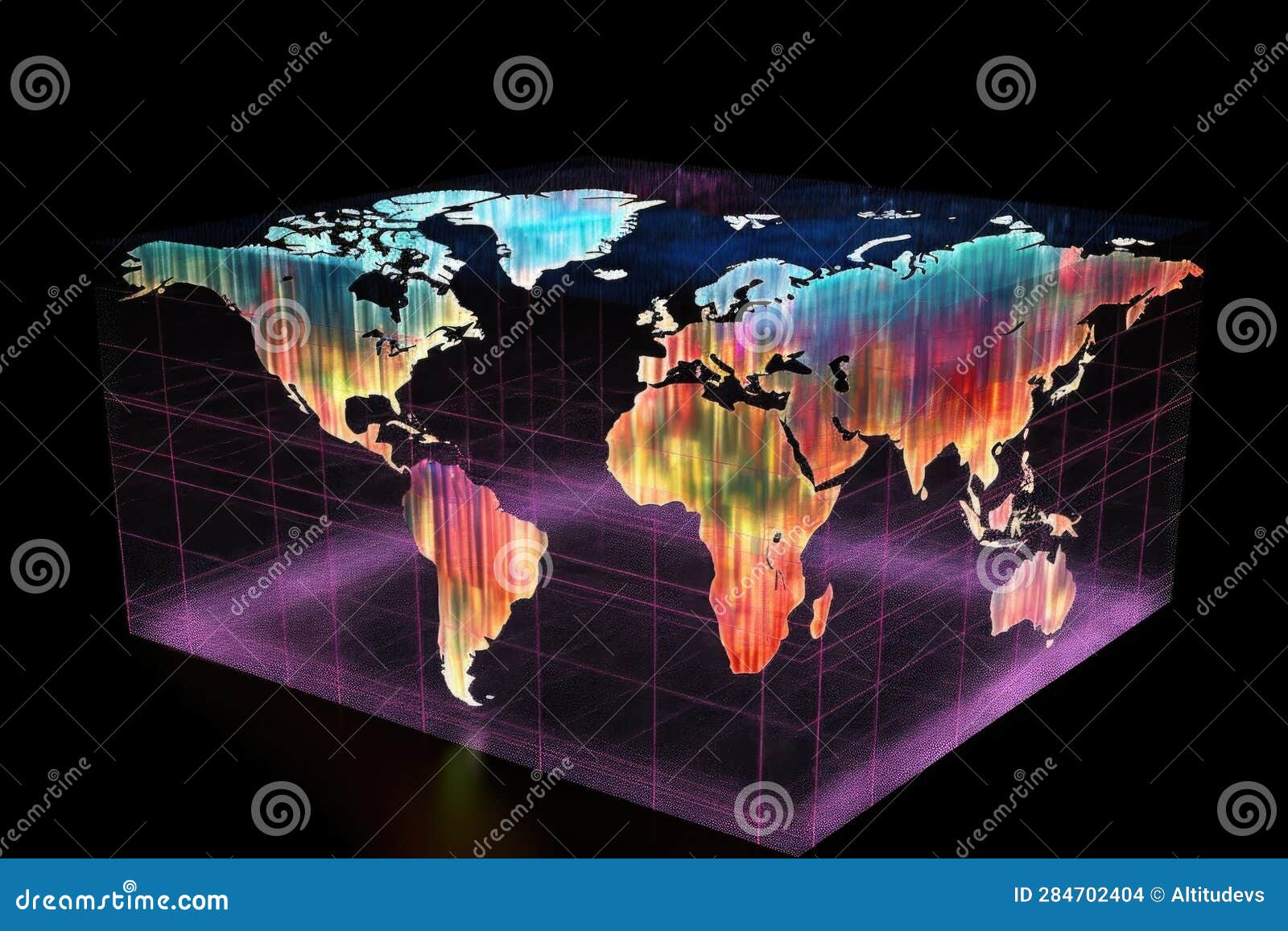 Hologram of a Detailed World Map with Real-time Data Stock Photo ...