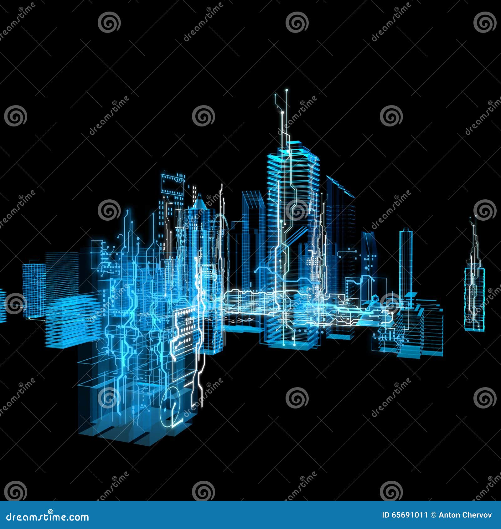 Hologram Futuristic Interface City Stock Illustration - Illustration of ...