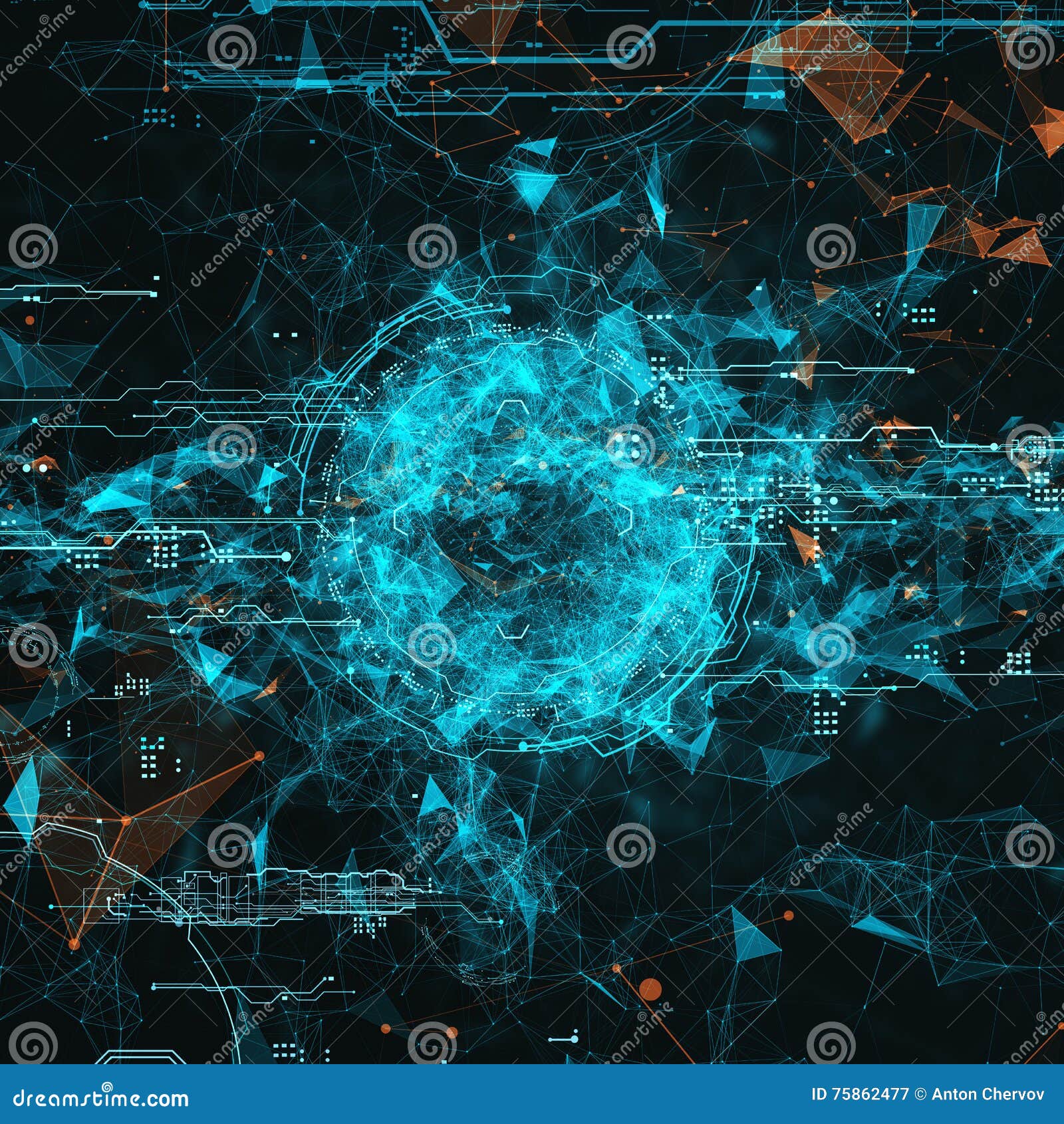 Hologram Futuristic Interface City. 3d Illustration On Black Background ...