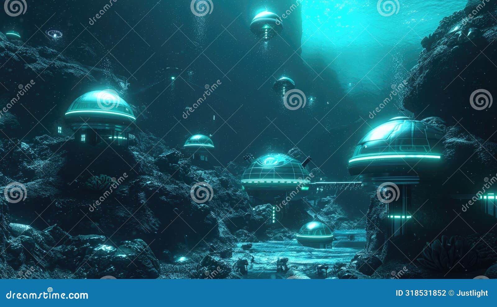 A Hologram of a Futuristic Underwater Base Where Scientists Live and ...