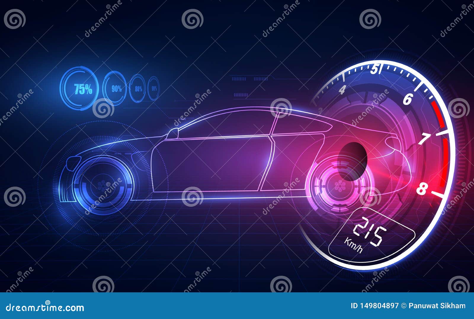 Hologram in HUD UI Style. Futuristic Car Service, Scanning and Auto ...