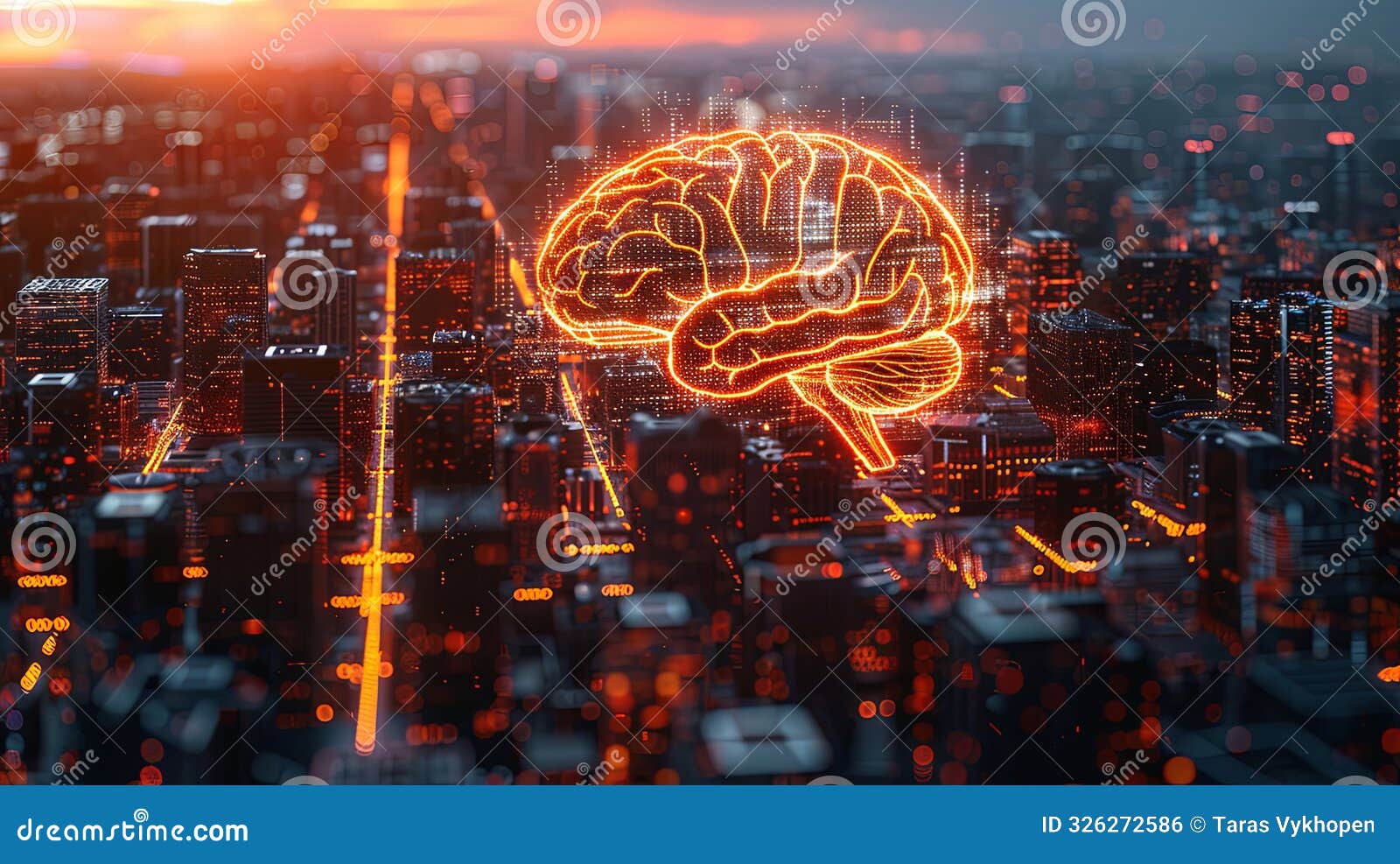 Hologram of the Human Brain, Background with Selective Focus and Copy ...