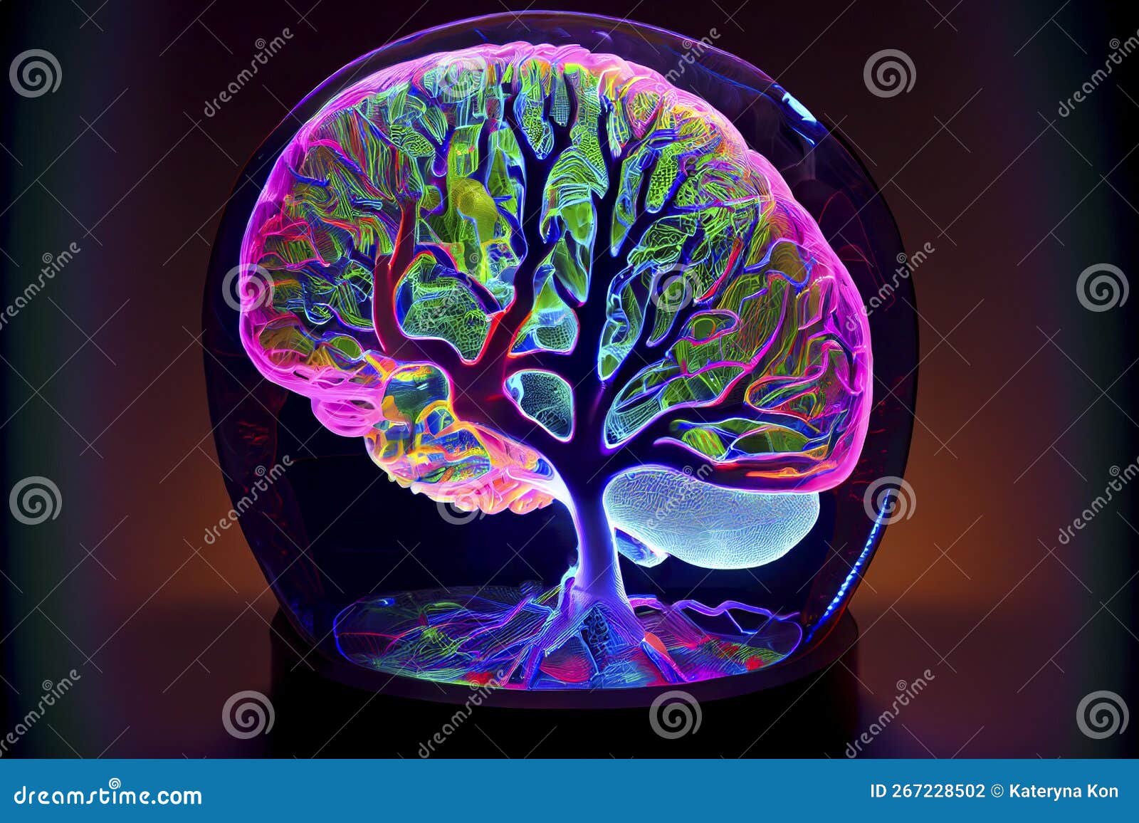 Hologram of Human Brain, Ai Illustration Stock Illustration ...