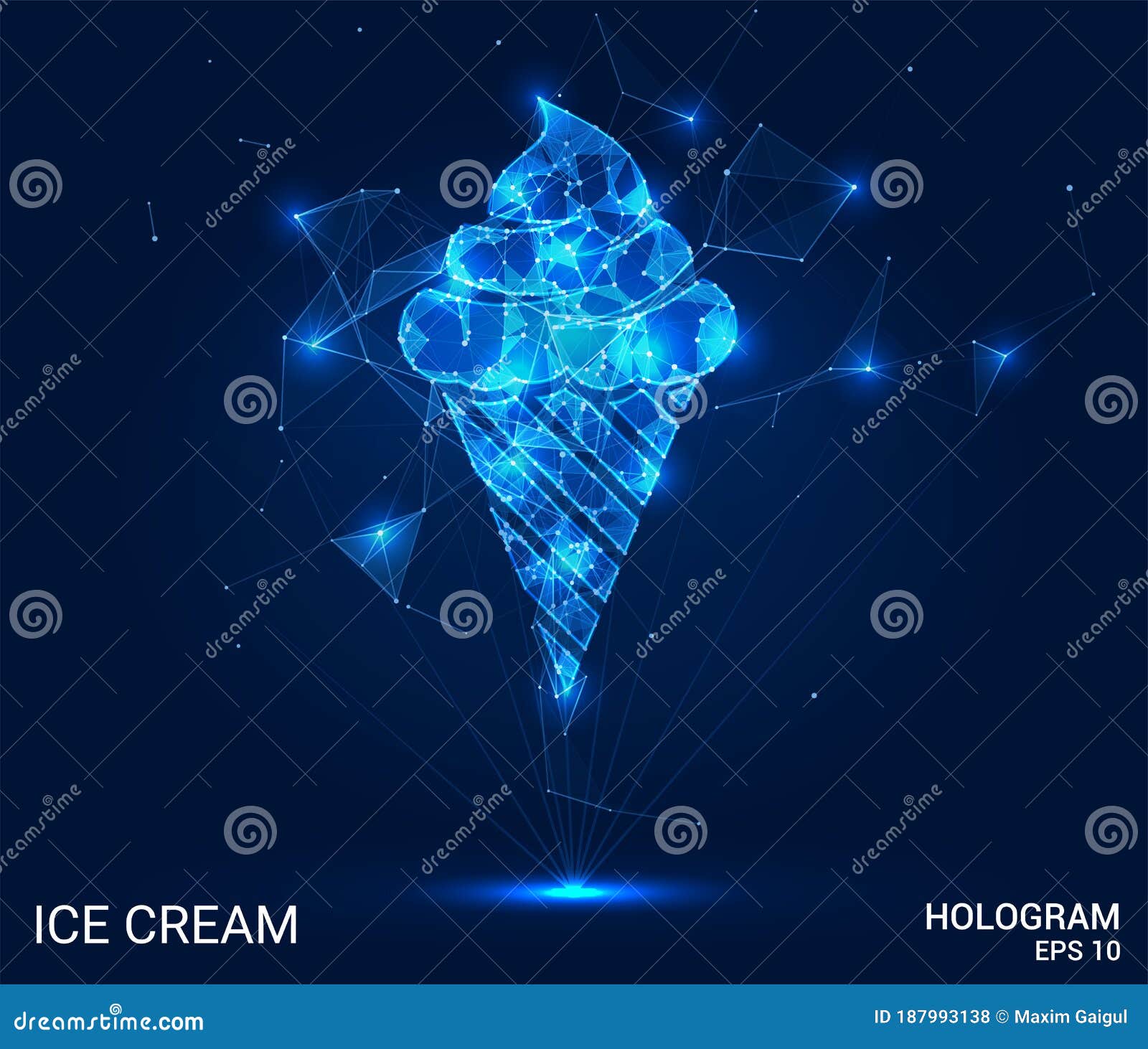 Hologram of Ice Cream. Ice Cream Consists of Polygons, Triangles ...