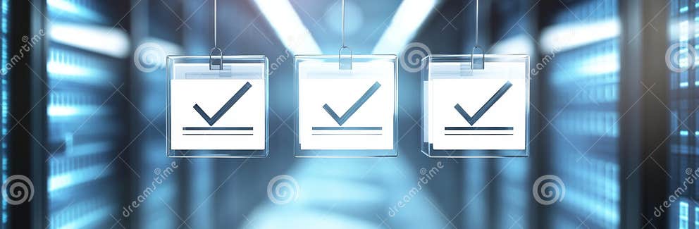 Hologram Icon of a Digital Check Mark on a Background of Future ...