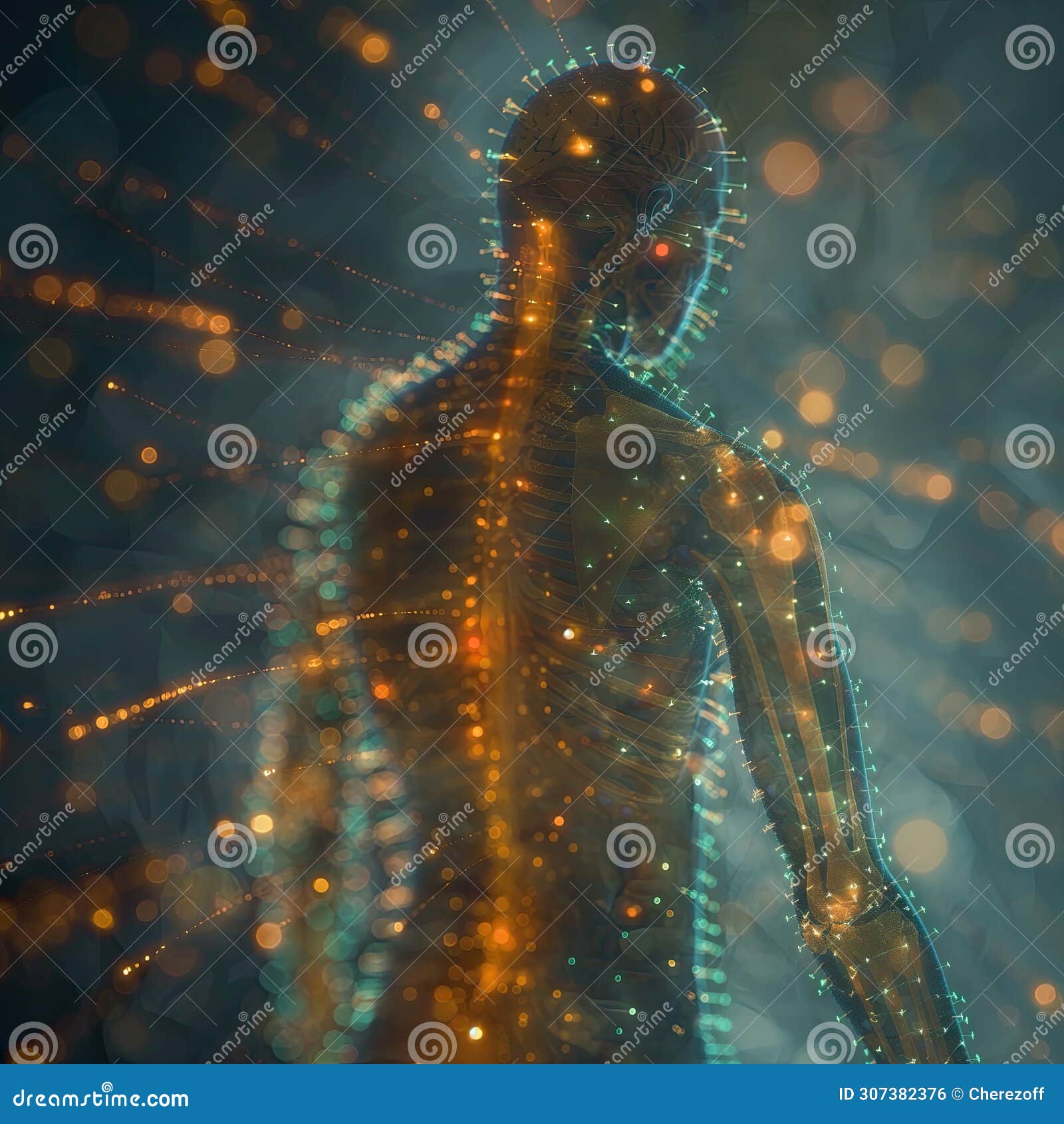 Hologram of a Man with Acupuncture Points Stock Illustration ...