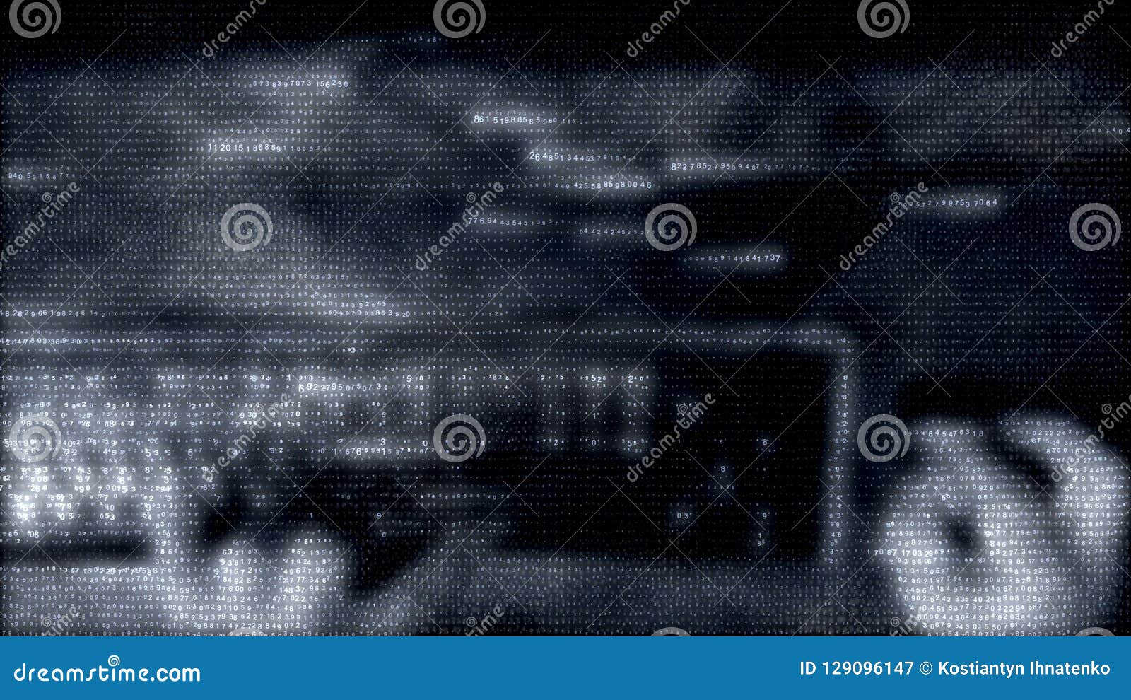 Hologram, Matrix. Close-up, Hacker or Programmer`s Hands Working on ...