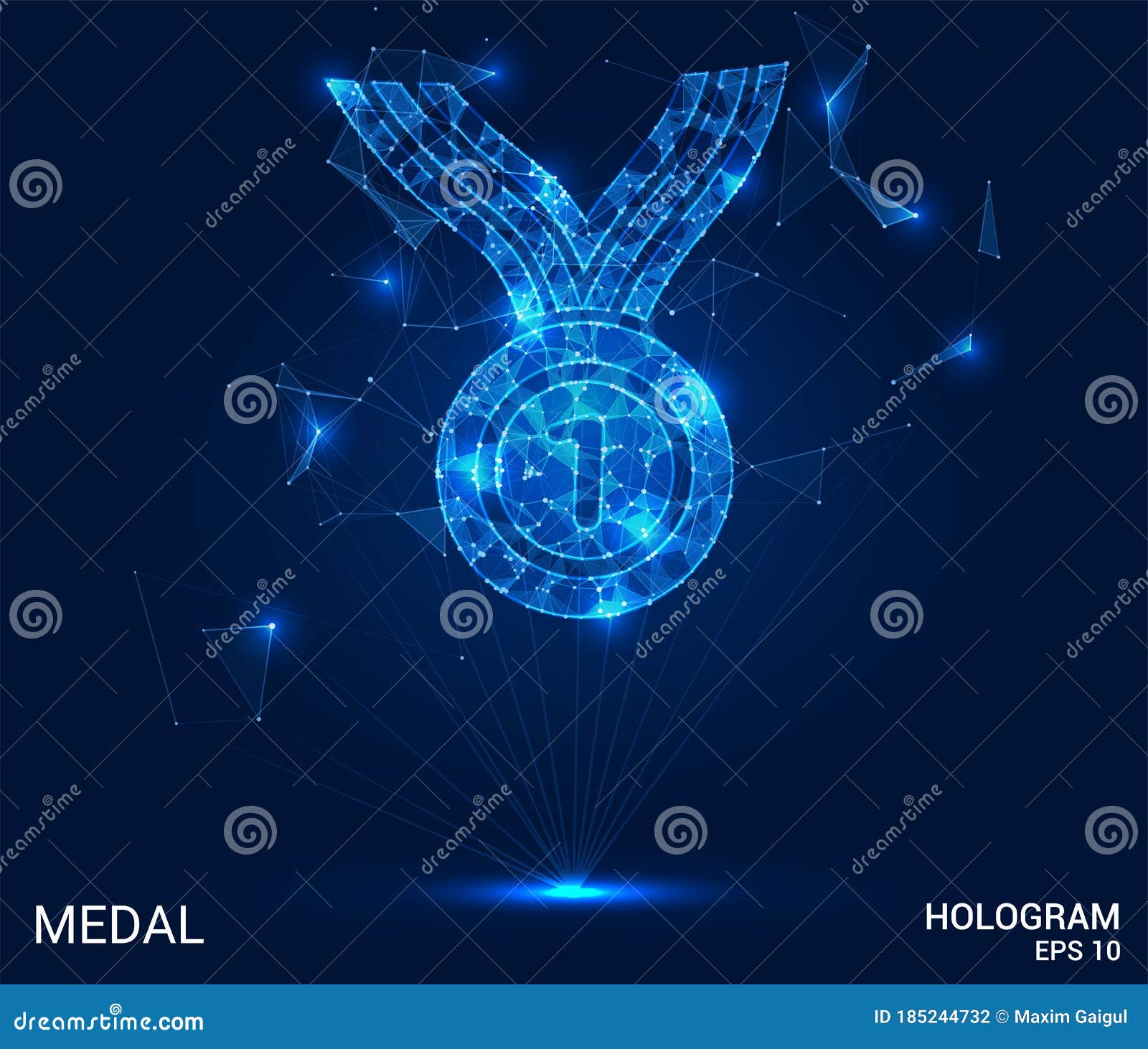 A Hologram of the Medal. a Medal Made Up of Polygons, Triangles, Points ...