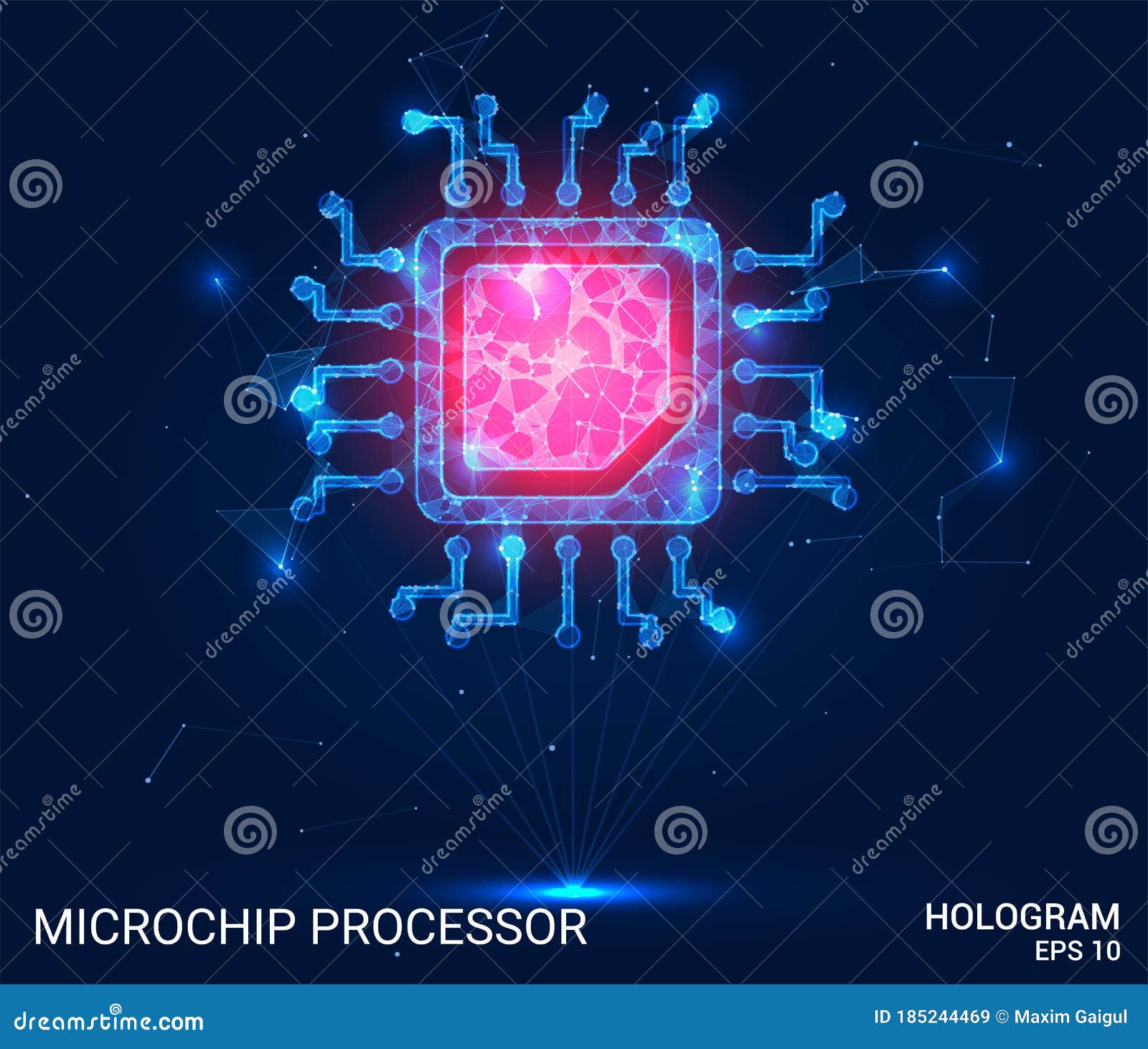 Hologram Microprocessor. the Processor Consists of Polygons, Triangles ...