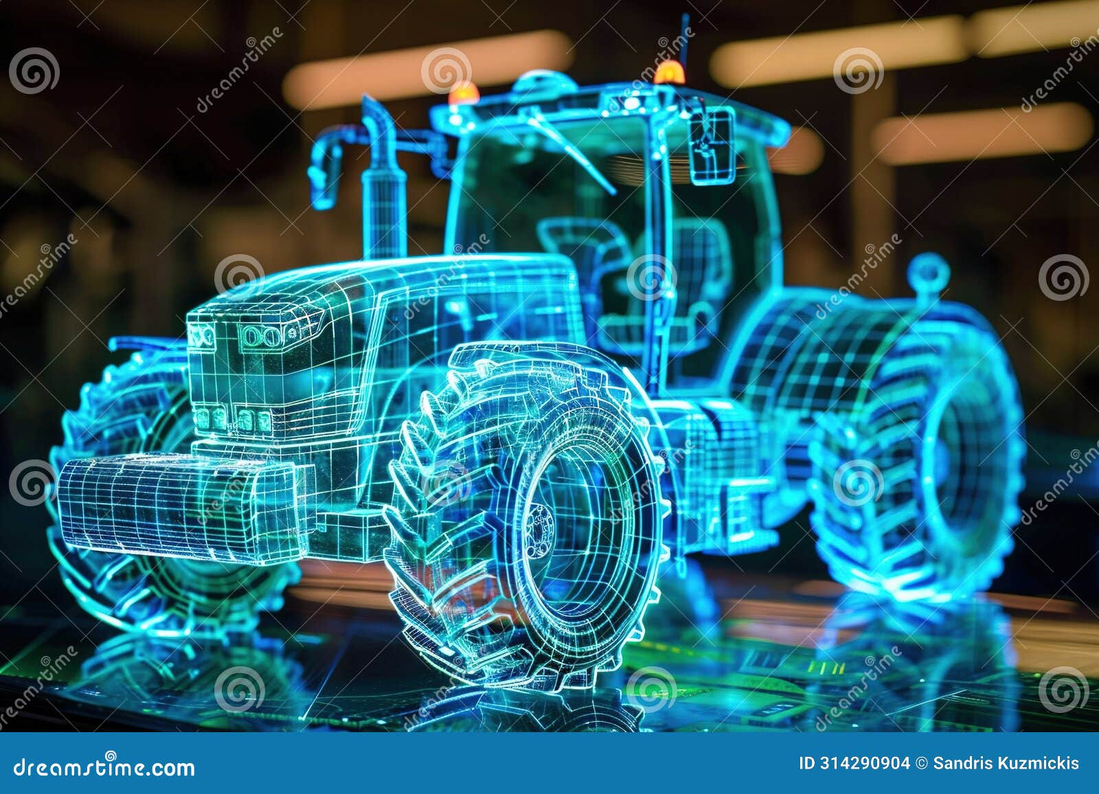 Tractor Hologram. Holographic Projection Of The Tractor. A Flickering ...