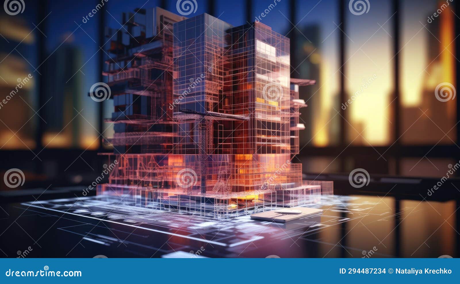Hologram and Projection of the Building or Factory. Design Project ...