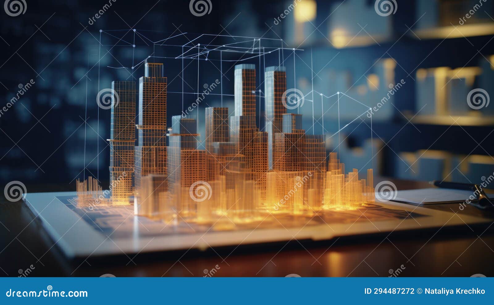 Hologram and Projection of the Building or Factory. Design Project ...