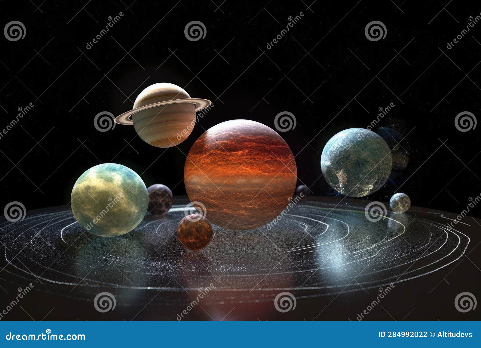 Hologram Projection of a 3d Solar System Stock Illustration ...