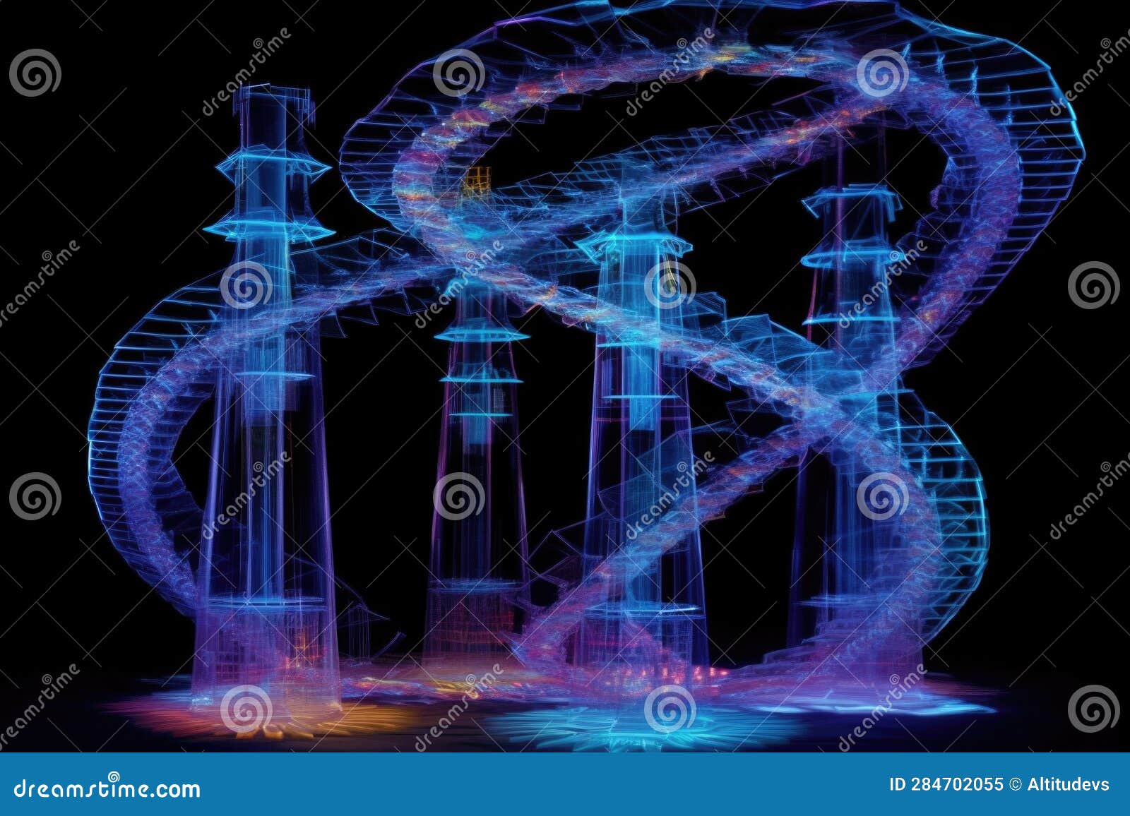 Hologram Projection of a Dna Helix Structure Stock Image - Image of ...