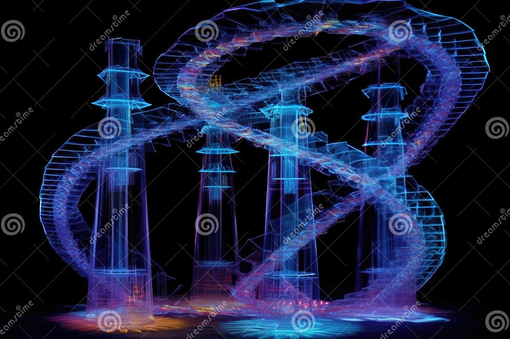 Hologram Projection of a Dna Helix Structure Stock Image - Image of ...