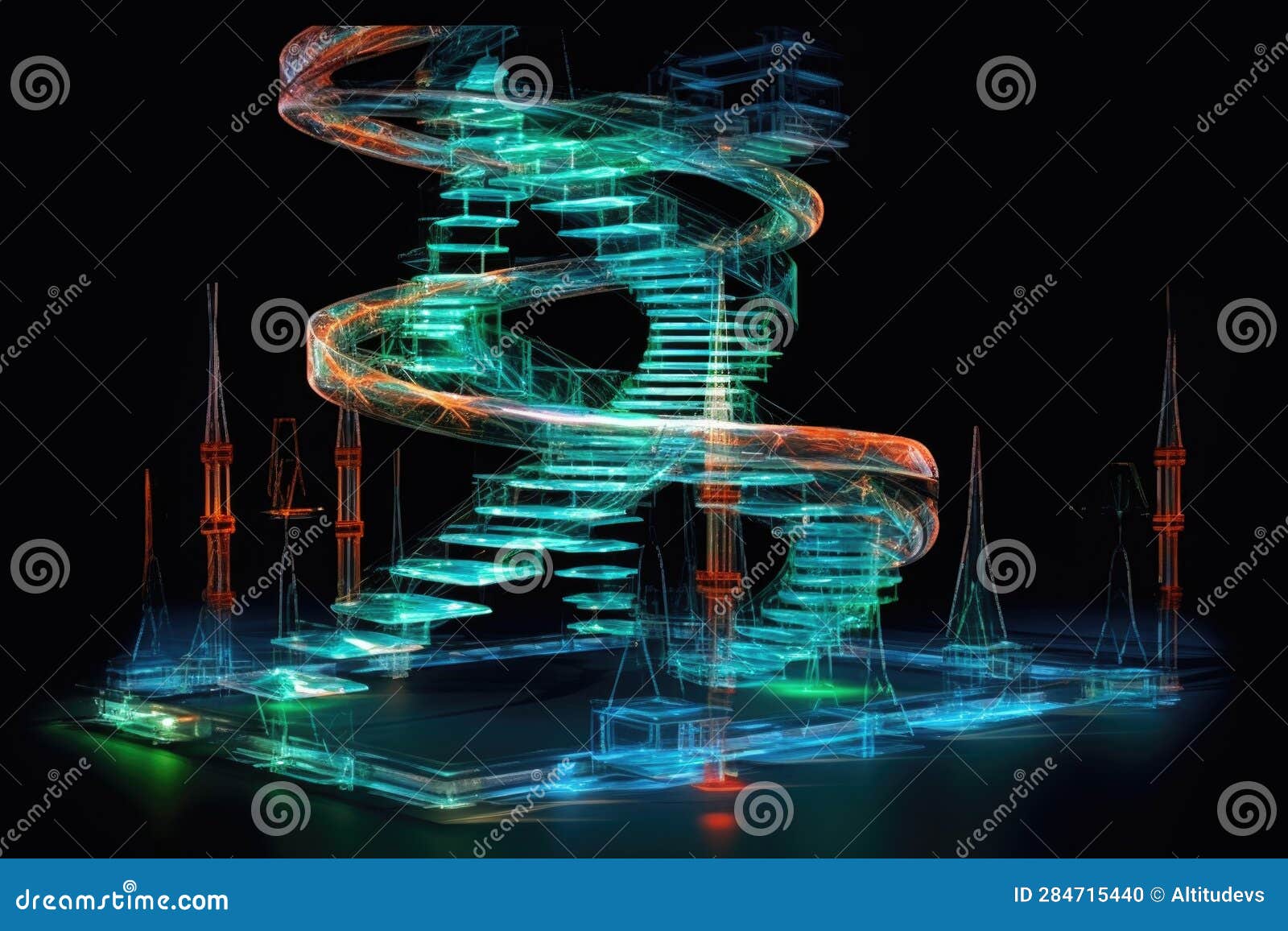 Hologram Projection of a Dna Helix Structure Stock Illustration ...