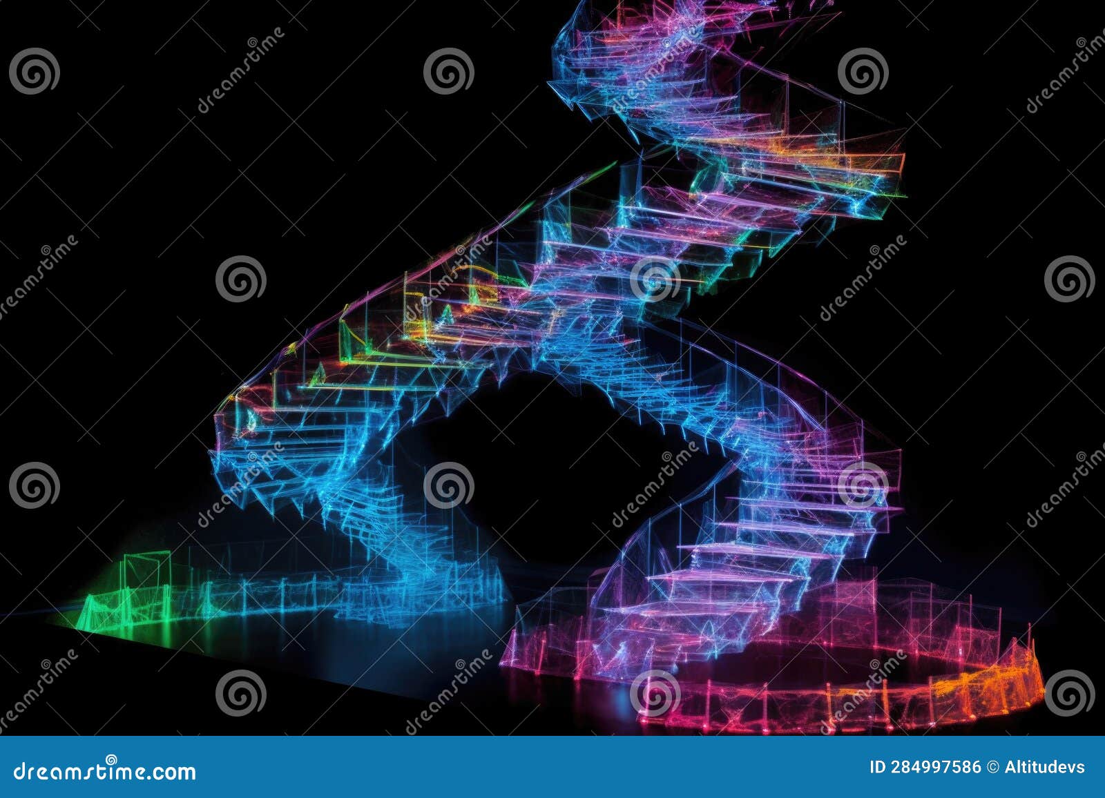 Hologram Projection of a Dna Helix Structure Stock Illustration ...