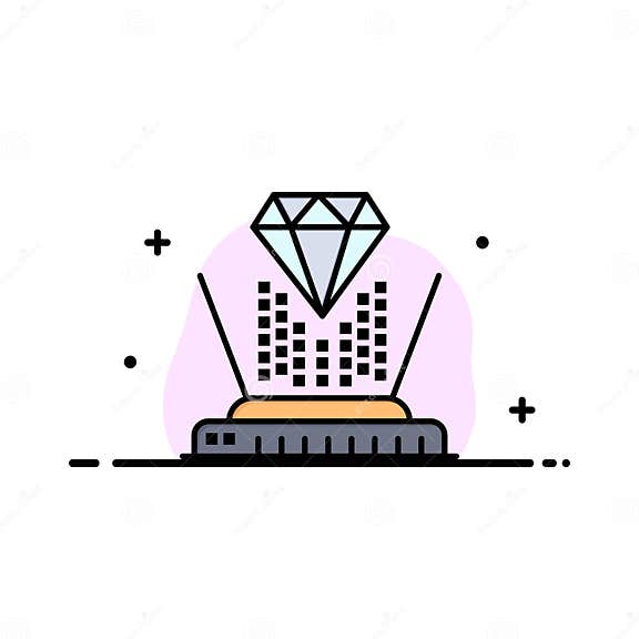 Hologram Projection Technology Diamond Business Flat Line Filled Icon Vector Banner Template