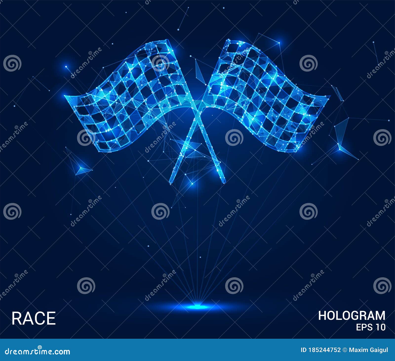 The Hologram Race. Race Flags Made Up of Polygons, Triangles of Points ...