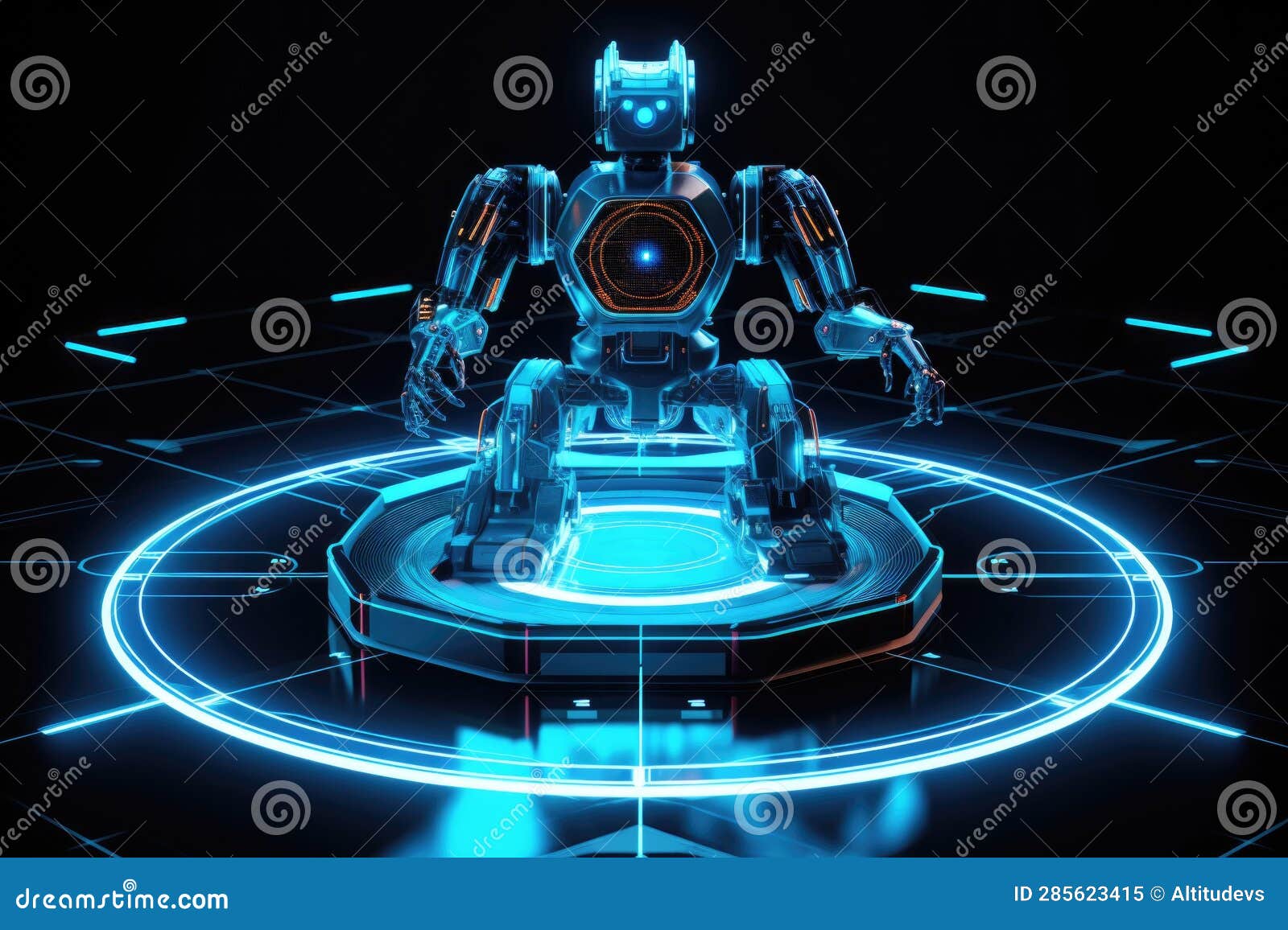 Hologram of a Robot Design with Rotating Parts Stock Illustration ...
