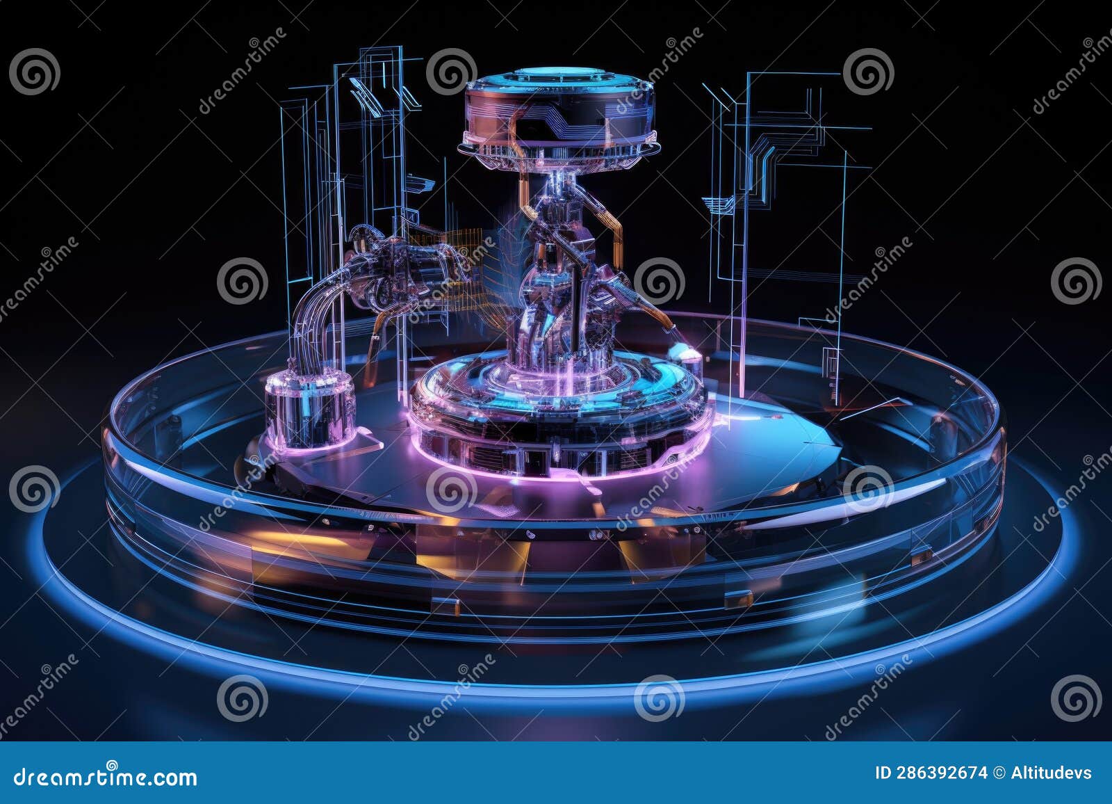 Hologram of a Robot Design with Rotating Parts Stock Illustration ...