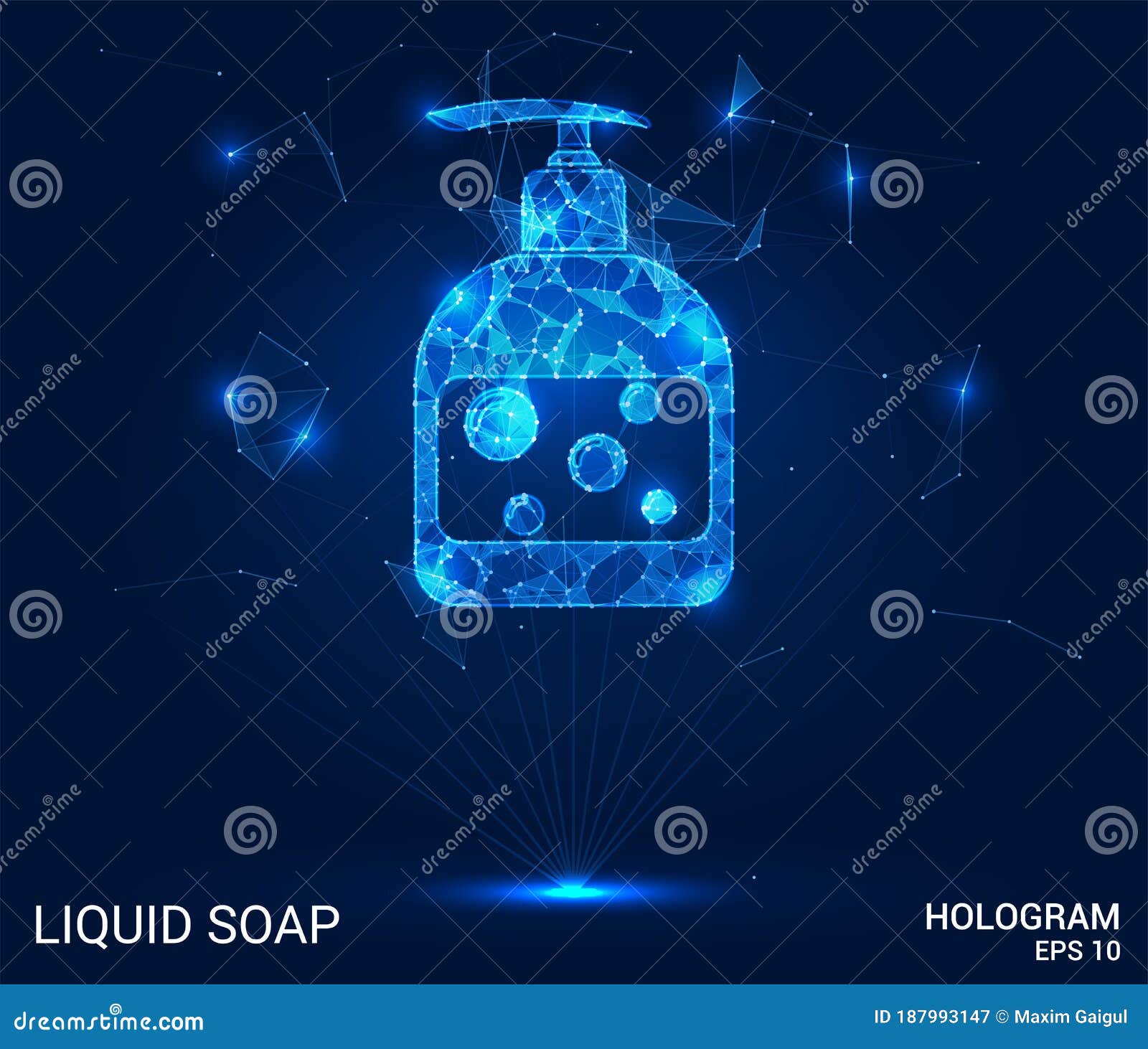 Hologram Soap. Liquid Soap Made of Polygons, Triangles of Points and ...