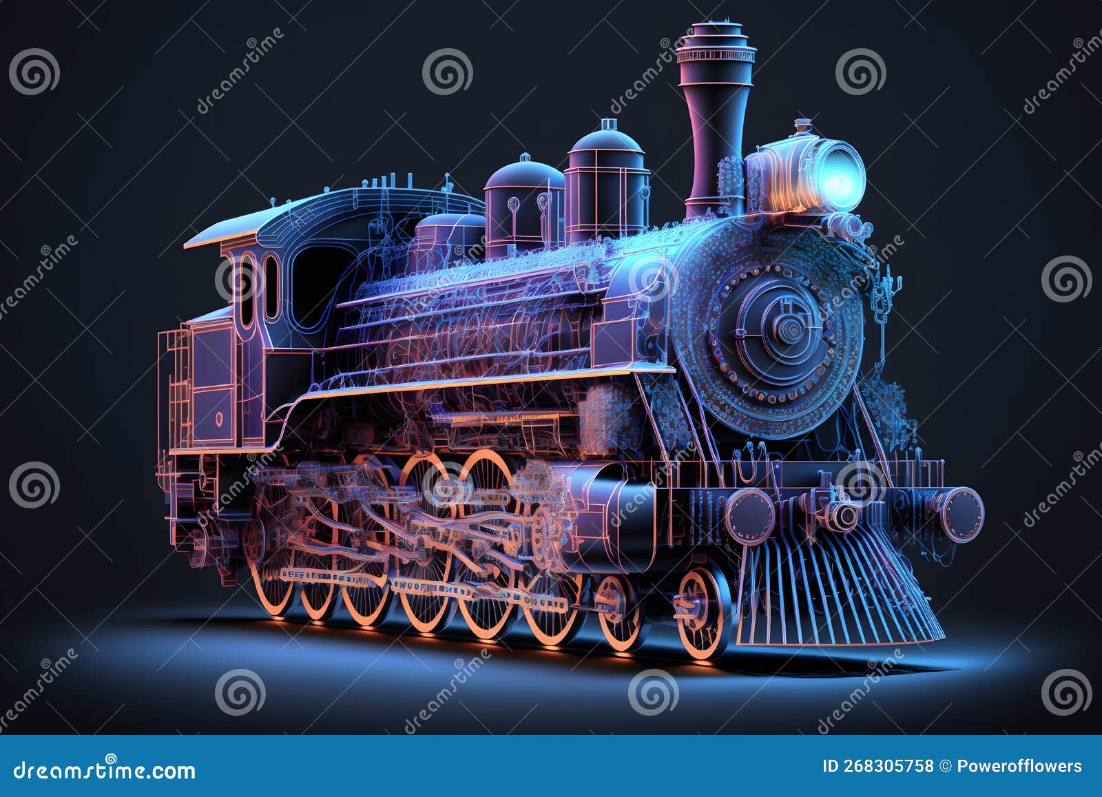 Hologram Steam Locomotive Created with Generative AI Technology Stock ...