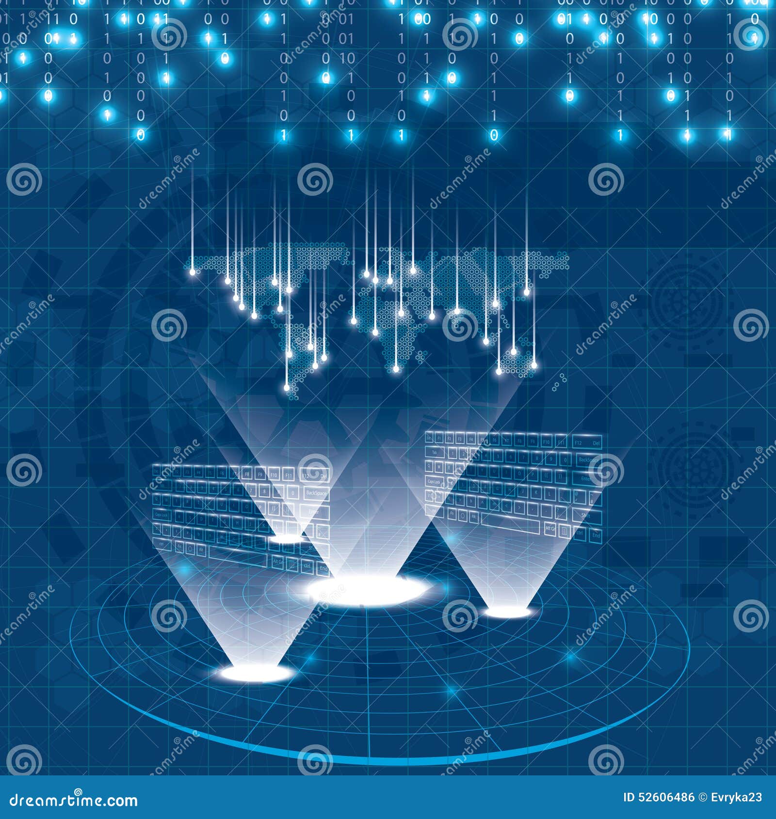 Hologram Style Futuristic Design Blue Background Stock Vector ...