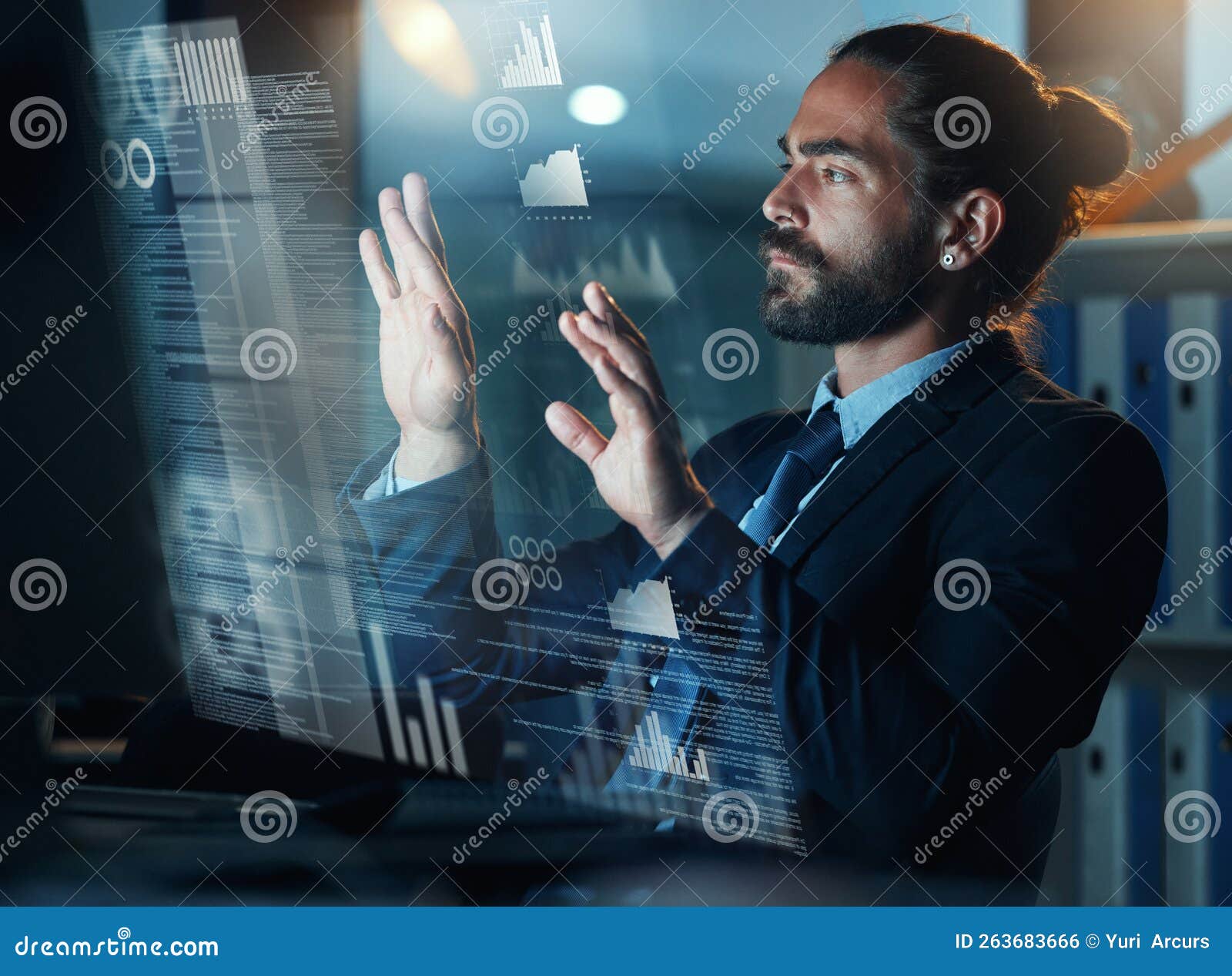 Hologram and Tech Data of a Business Man with Ai and Metaverse ...