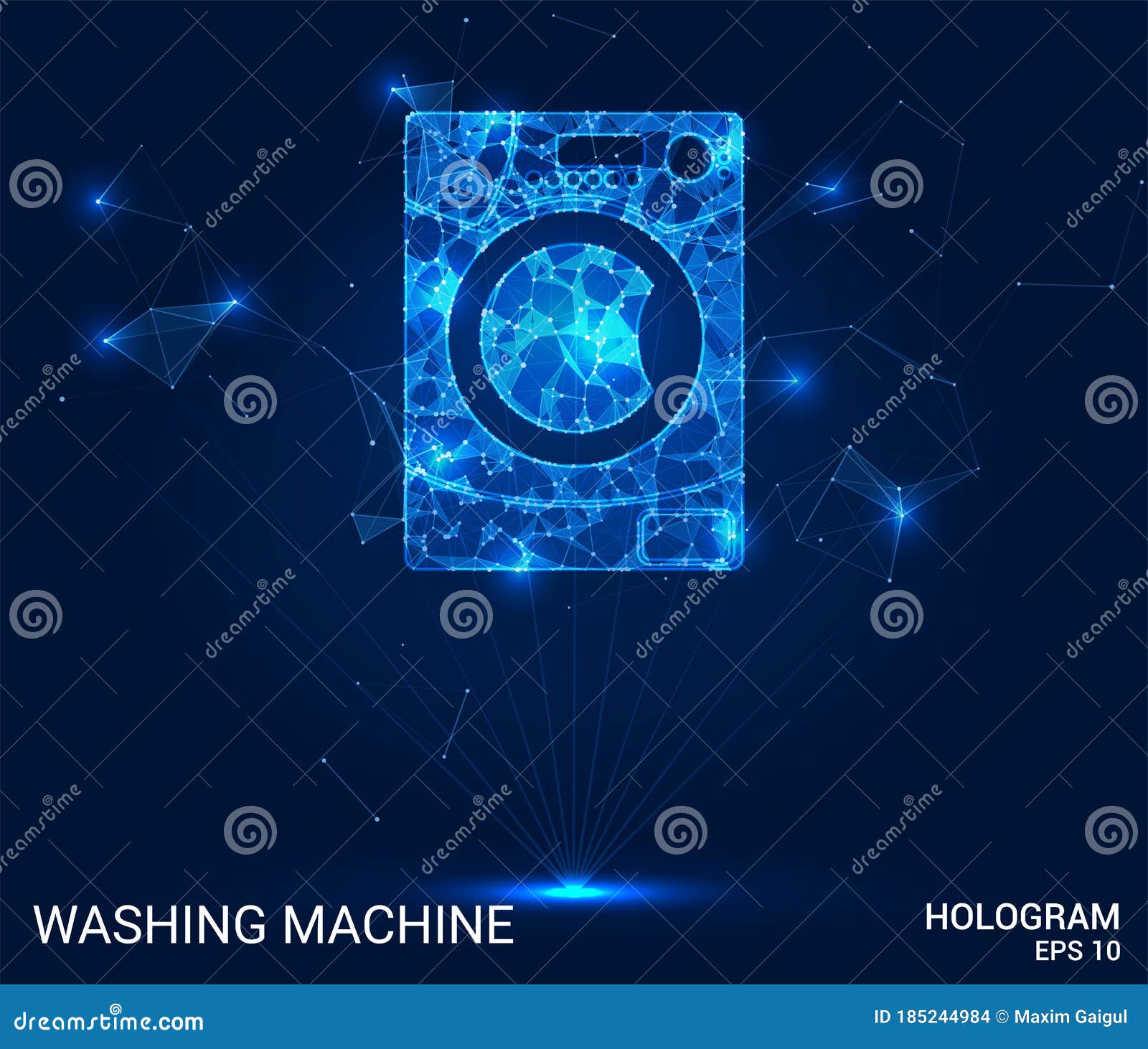 Hologram Washing Machine. Washing Machine Made of Polygons, Triangles ...
