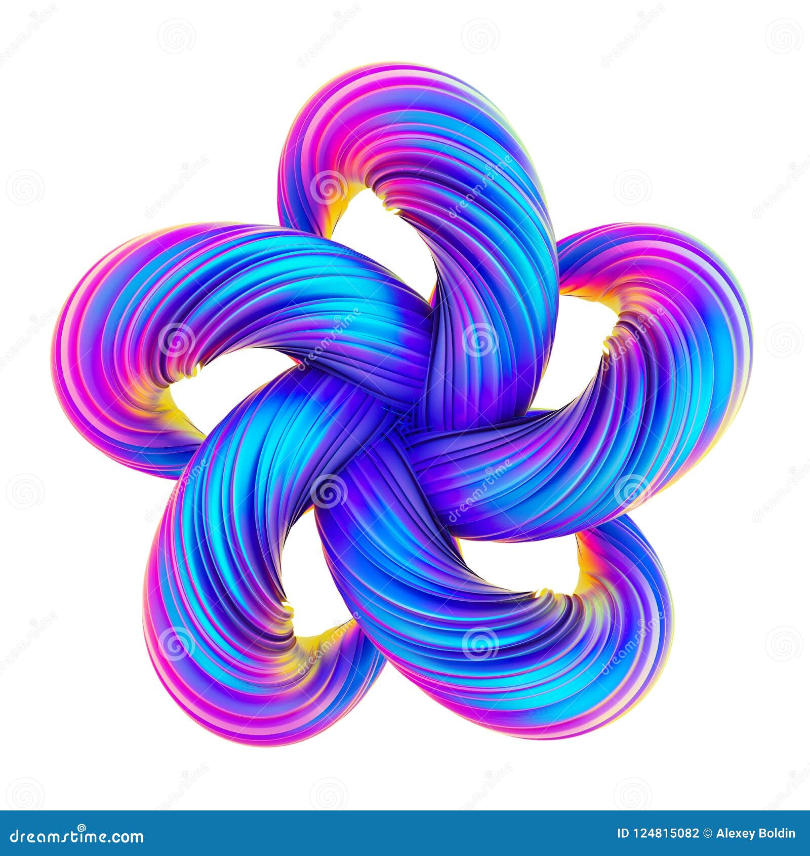 Holographic Abstract Twisted Shape in Fluid Design 3D Render Stock ...