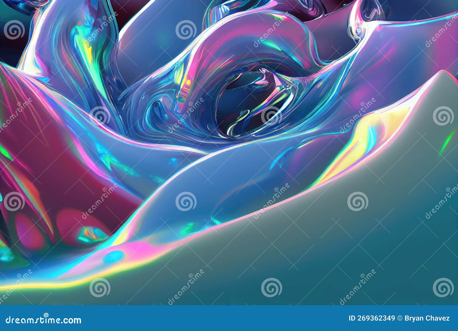 Holographic Blue Wave Graphic Illustration with Color Gradient Stock ...